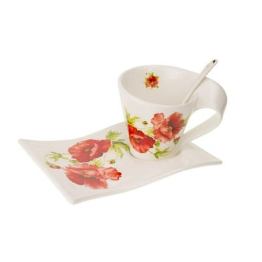 Ceramic Rose Cup and Saucer and Spoon-2 Sets Tea Party Decor Cafe Decor ...