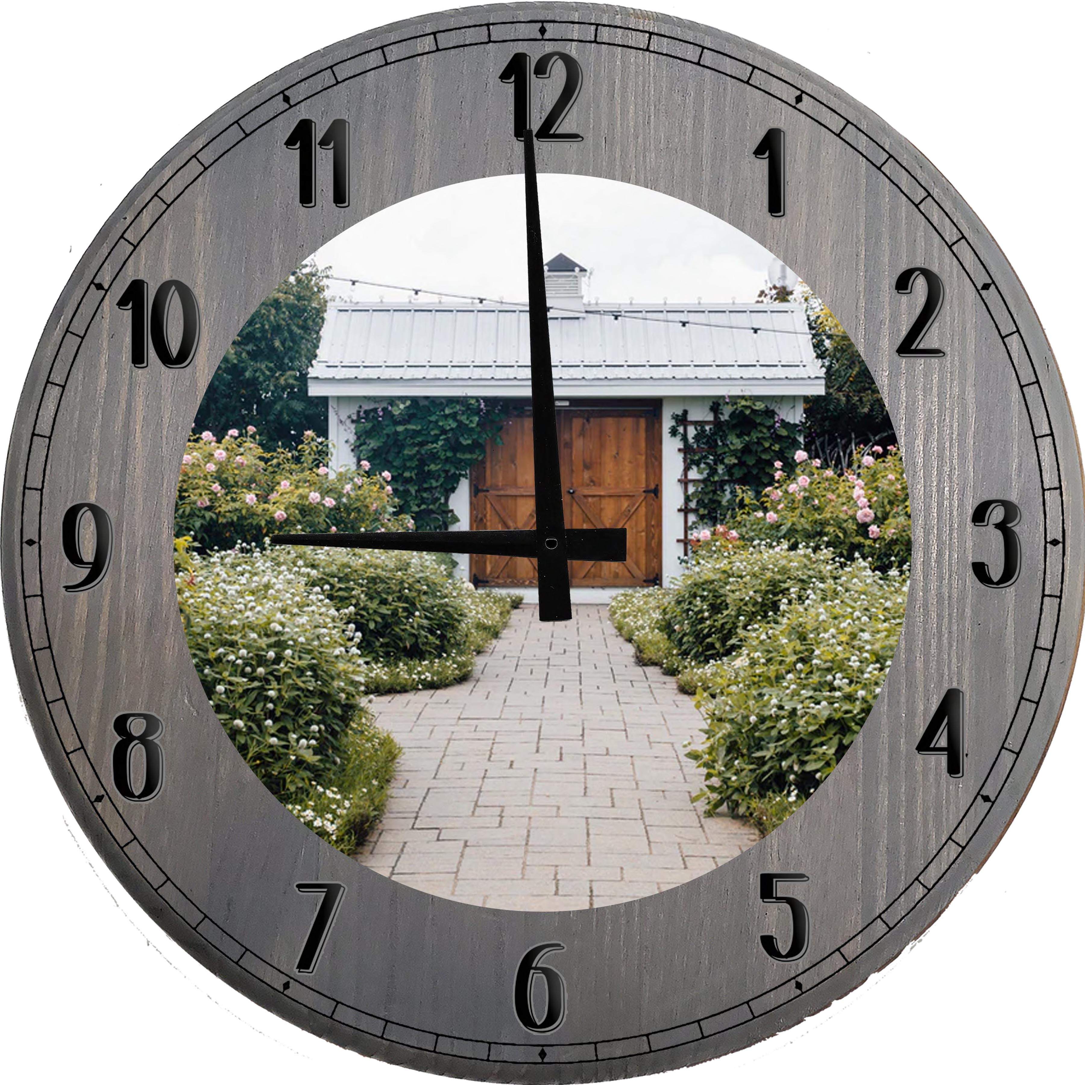 Wood Wall Clock 12 Inch Farmhouse Wall Art Garden Shed Wall Decor for ...
