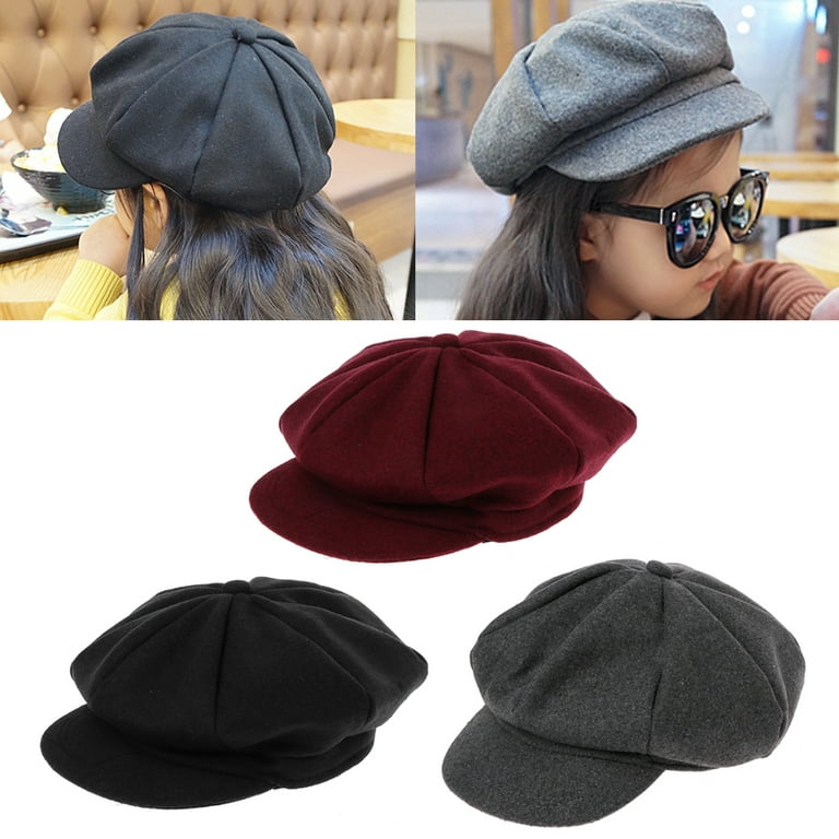 Kids Newsboy Cap Beret Hat Caps BabyBoys Girls Woolen Newsboy Artist Flat Hats