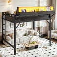 Leumius Full Size Loft Bed with Storage Shelves and Pegboard,Metal Loft ...