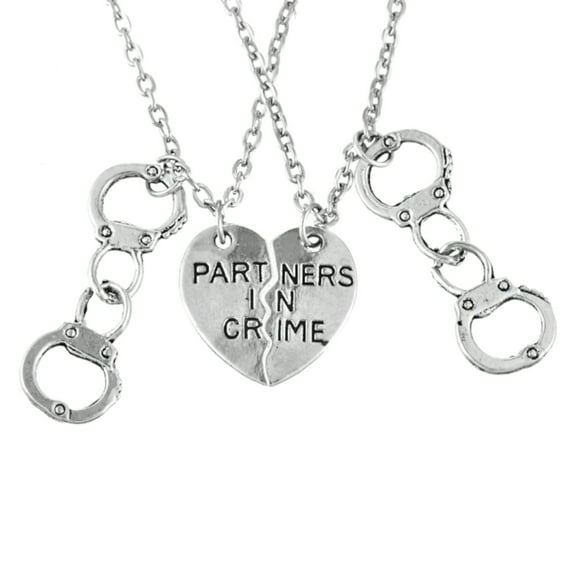 2 Piece Set Partner In Crime Best Friends Half Broken Heart Handcuf ...