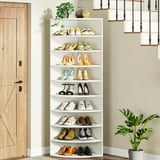 Tribesigns 9-Tier Shoe Rack, White Wooden Corner Shoe Cabinet - Walmart.com