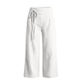 Guluxicc Womens Capri Pants Side Draw String Straight Leg Trousers with ...