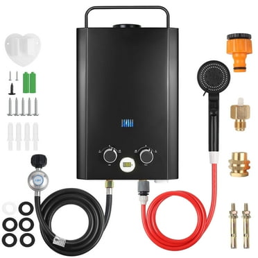 TCMT 6L Portable Tankless Propane Water Heater, 1.6 GPM, Digital Display for Outdoor RV ...