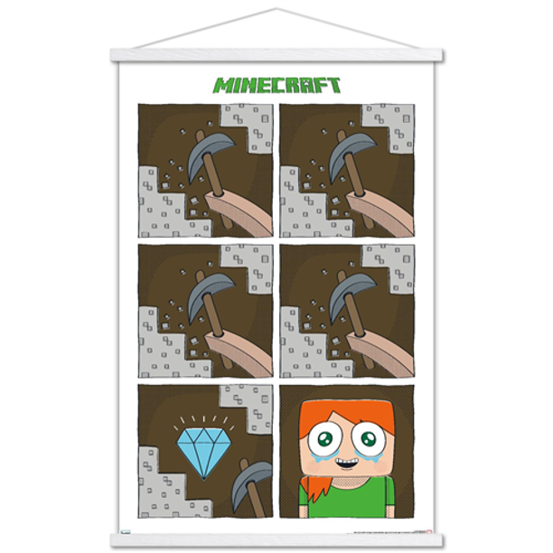 Minecraft - Simple Comic Alex Cry Wall Poster with Magnetic Frame, 22. ...