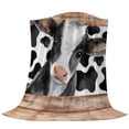 Brown Farm Cow Fleece Throw Blanket Country Vintage Farmhouse Black ...