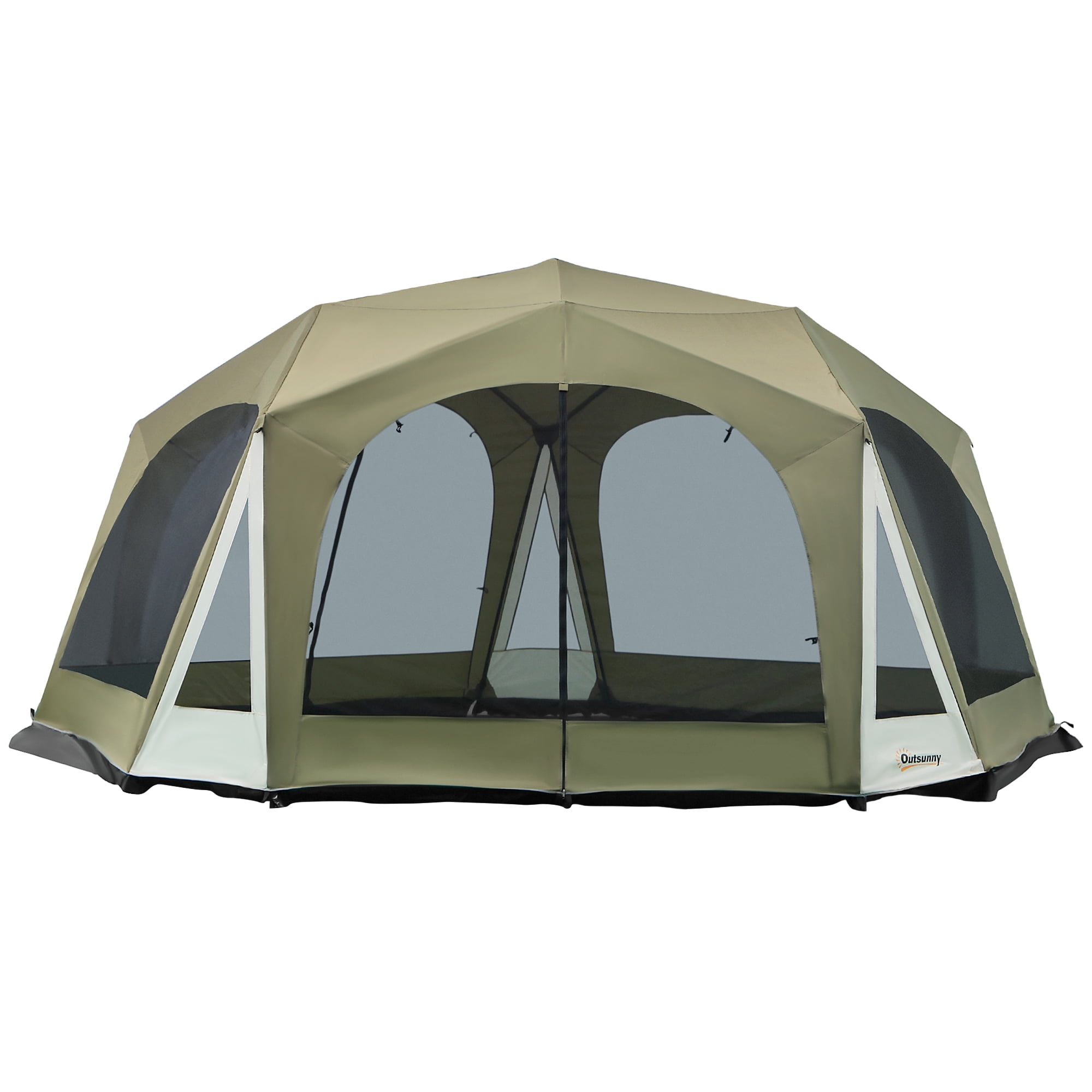 Outsunny Big 20 Person Camping Tent Outdoor Cabin with 2 Doors Screen Room Easy Set Up Cream Walmart