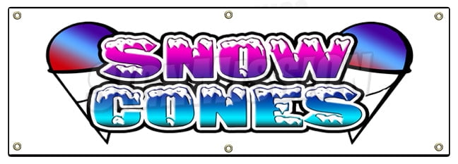Snow Cones Banner 24" X 72" Heavy Duty 13 Oz Vinyl Banners with ...