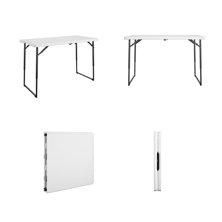 COSCO 4 ft. Centerfold Blow Mold Utility Table Adjustable Height White