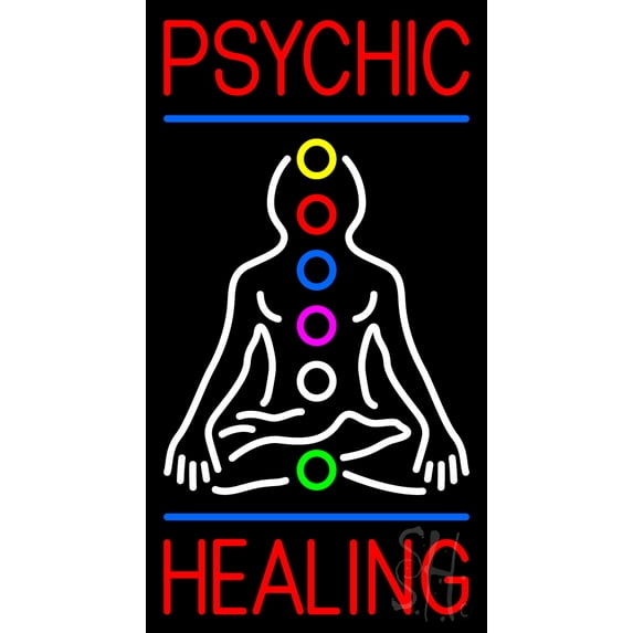 Psychic Health With Blue Line LED Neon Sign 37" Tall x 20" Wide ...