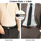 Reversible Men's Leather Belt with 360° Rotatable Buckle, Black and ...