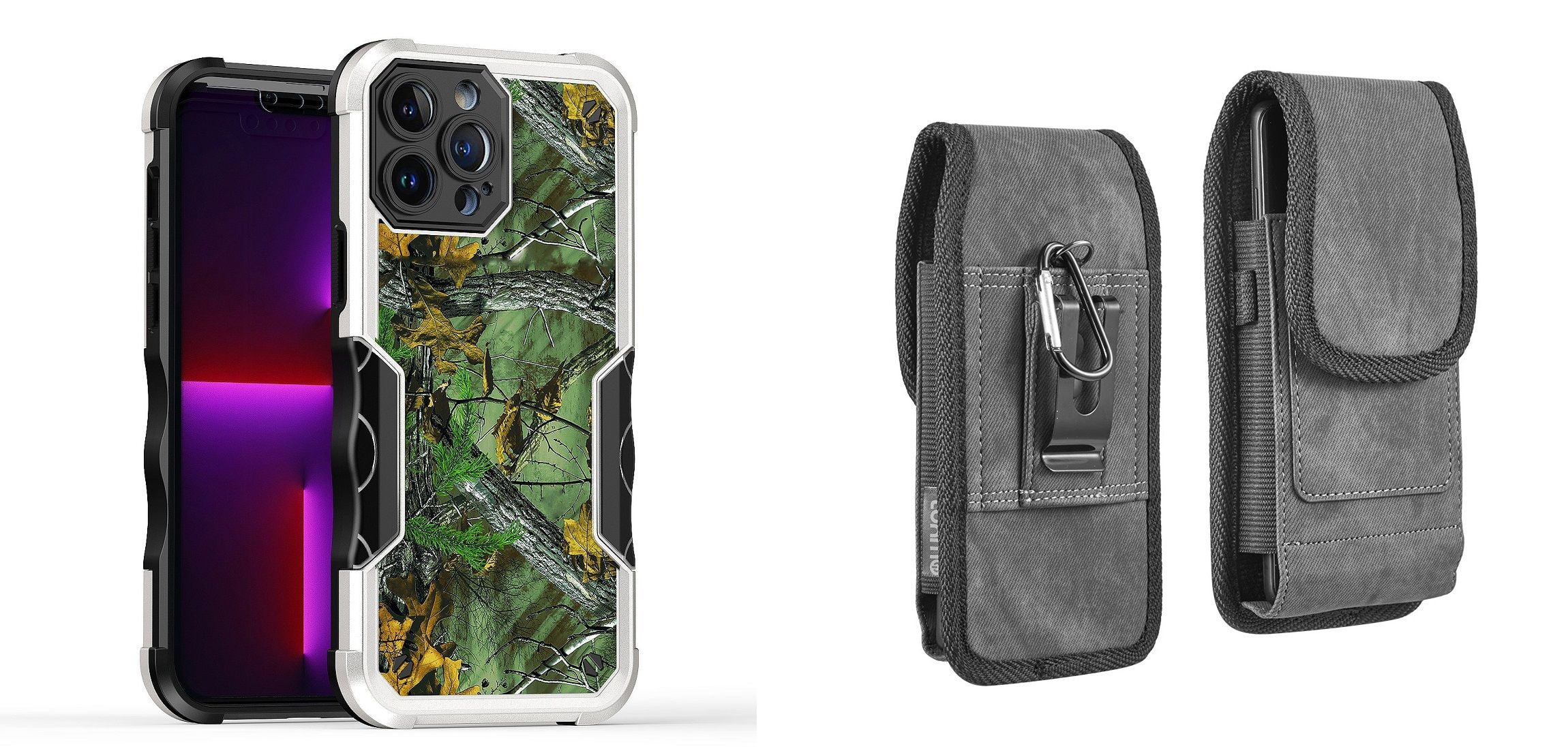 Case and Pouch Bundle for iPhone 14 Pro Max: Heavy Duty Armor Rugged ...