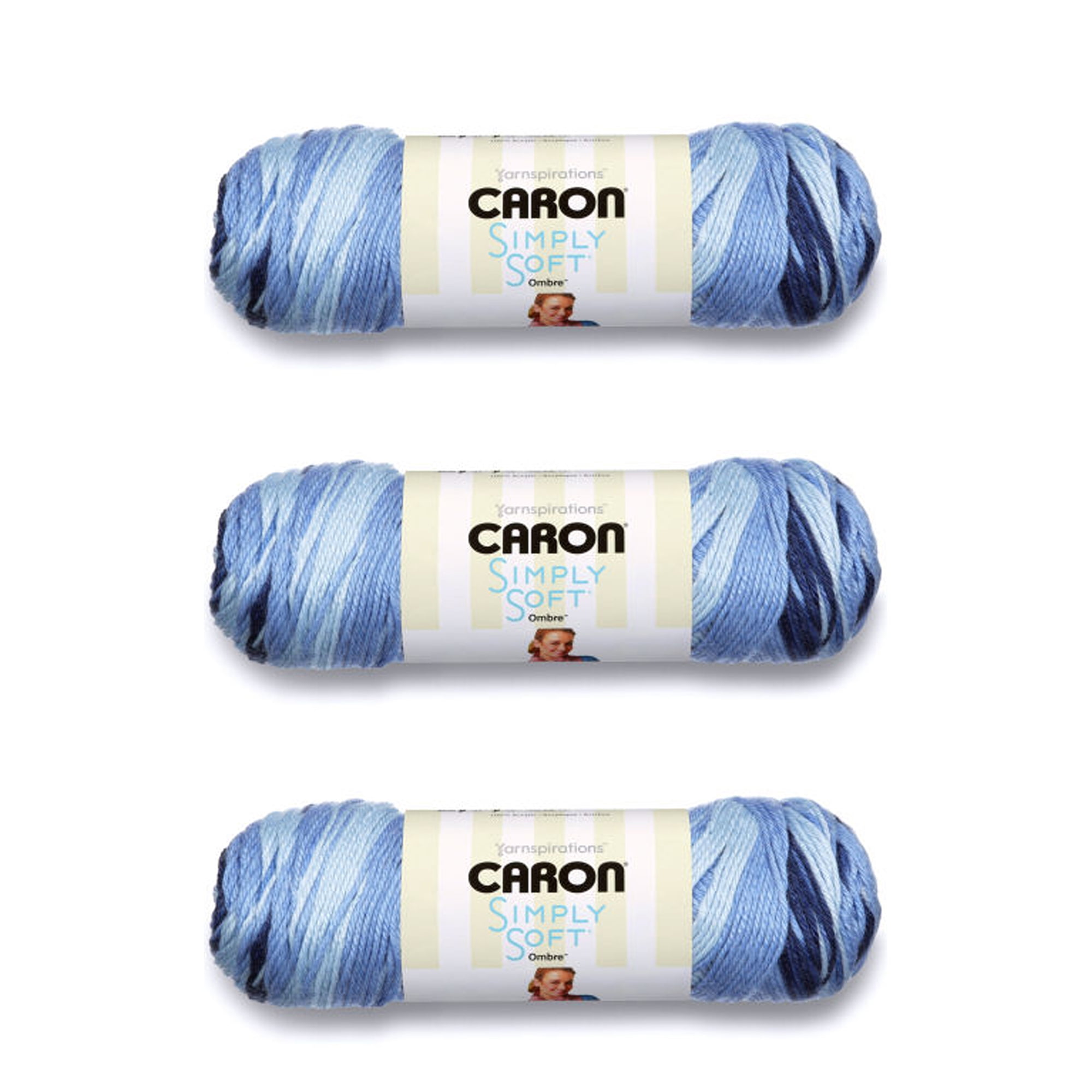 Caron® Simply Soft® Ombre™ #4 Medium Acrylic Yarn, Saturday Blue Jeans ...