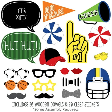 Sports Party - Photo Booth Props Kit - 20 Count - Walmart.com