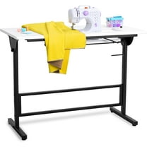 Vividwood Foldable Sewing Machine Table, Adjustable Platform, Storage ...