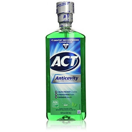 ACT Anticavity Zero Alcohol Fluoride Mouthwash 18 fl. oz., With ...