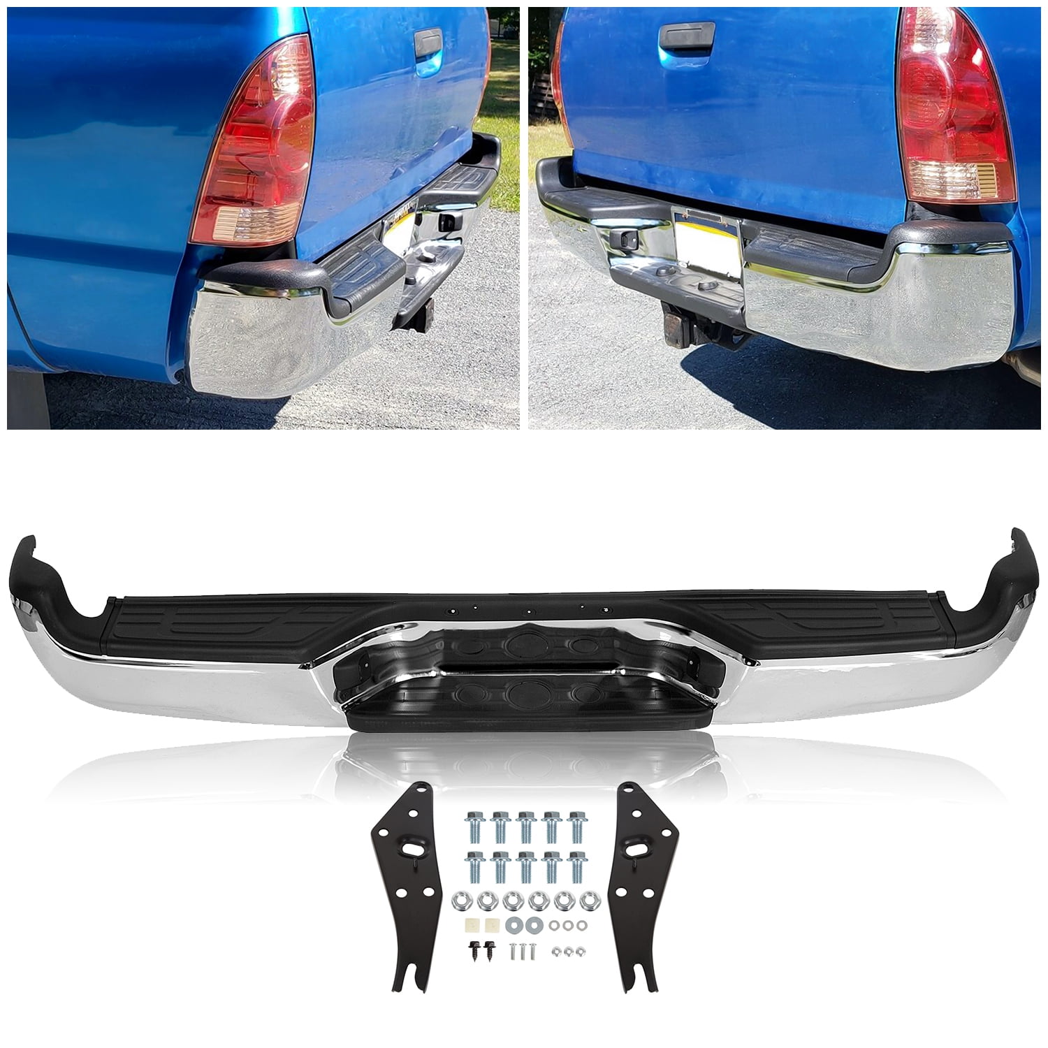 Kojem Rear Bumper for 2005-2015 Toyota Tacoma TO1103113 Steel Chrome w ...