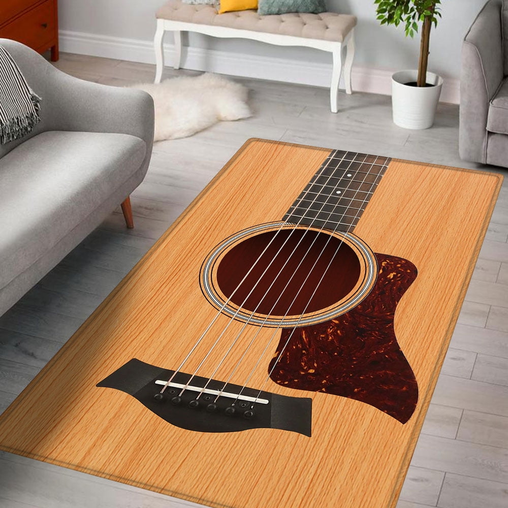Rectangle Area Rug For Living Room, Bedroom, Guitar Rug Musical ...