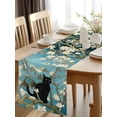 Burlap Table Runner 70 Inches Long, Black Cat on Branches Non-Slip ...