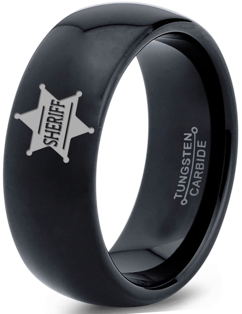Tungsten Sheriff Deputy Authoriy Crest Badge Band Ring 8mm Men Women ...