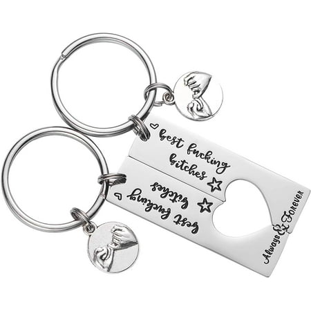 Best Friend Keychain Set Best Bitches For Life BFF Sister Bestie Gifts ...