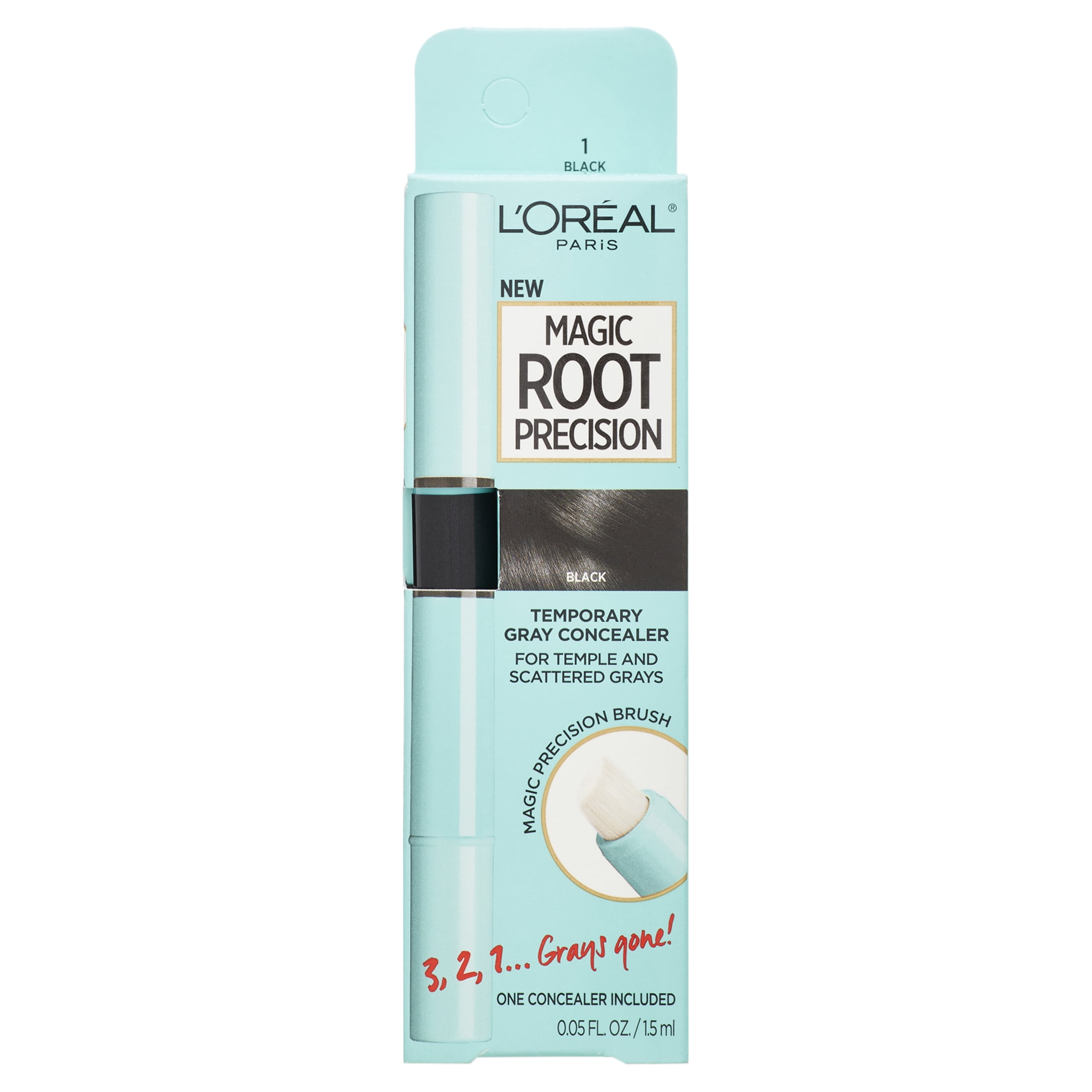 L'Oreal Paris Magic Root Precision Temporary Hair Color, 1 Black, 0.05 ...