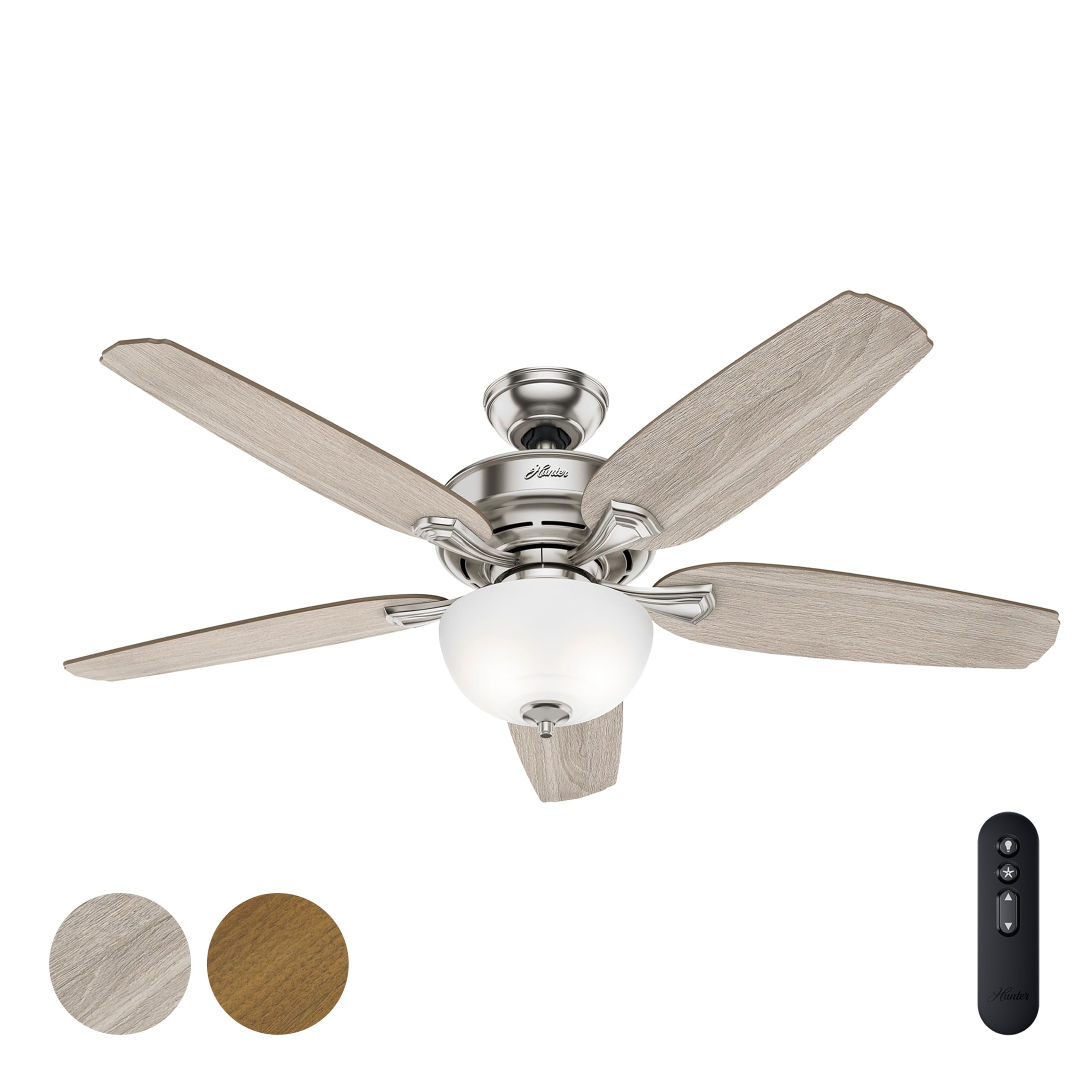 Restored Hunter Fan 54 inch Casual Brushed Nickel Indoor Ceiling Fan ...
