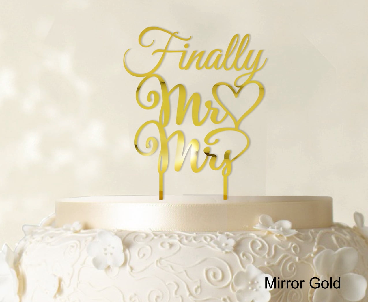 """Finally Mr Mrs"" Wedding Cake Topper Personalized Custom Name Cake ...
