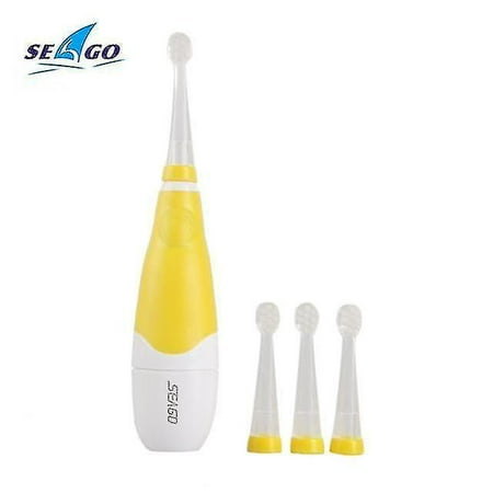 Seago sg-902 green/yellow child baby sonic electric toothbrush intelligent vibration with led ...