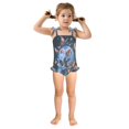 Blue Skull Orange Butterfly Girls' One-Piece Swimsuit Bowknot Tie ...
