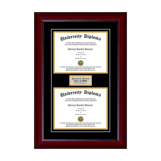 Personalized Double Diploma Frame with Double Matting for 15" x 12 ...