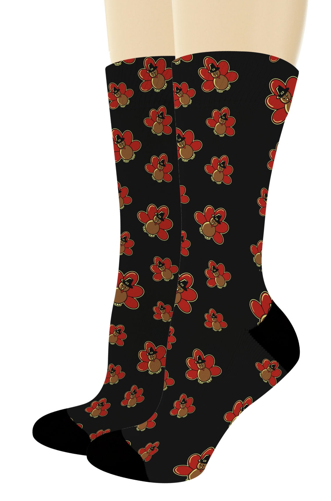 ThisWear Thanksgiving Gifts Pilgrim Turkey Pattern Turkey Trot Socks ...