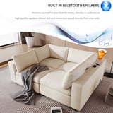 Sectional Sofa with with Storage Space, 4 Seat Upholstered Couch with ...