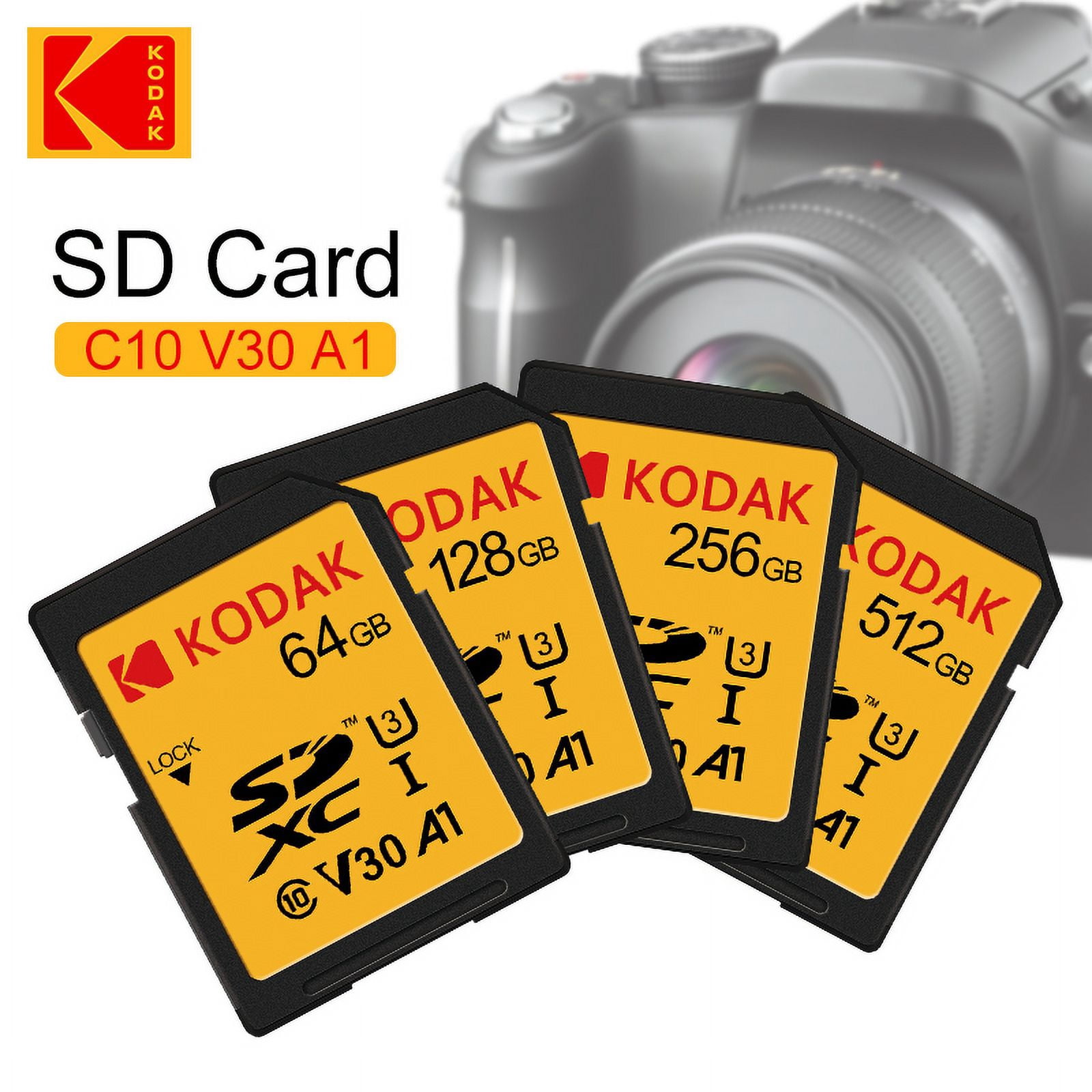 Kodak SD Card High Speed Class 10 64GB 128GB 256GB 512GB V30 carte sd ...