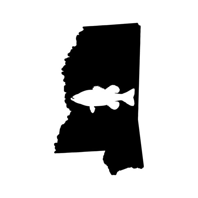 Mississippi Bass Sticker Decal Die Cut - Self Adhesive Vinyl - Weatherproof - Made in USA - Many ...