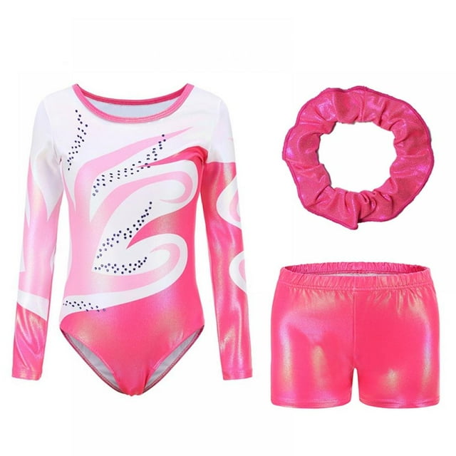 Gymnastics Leotards for Girls, Long Sleeve Leotards for Girls Shiny ...