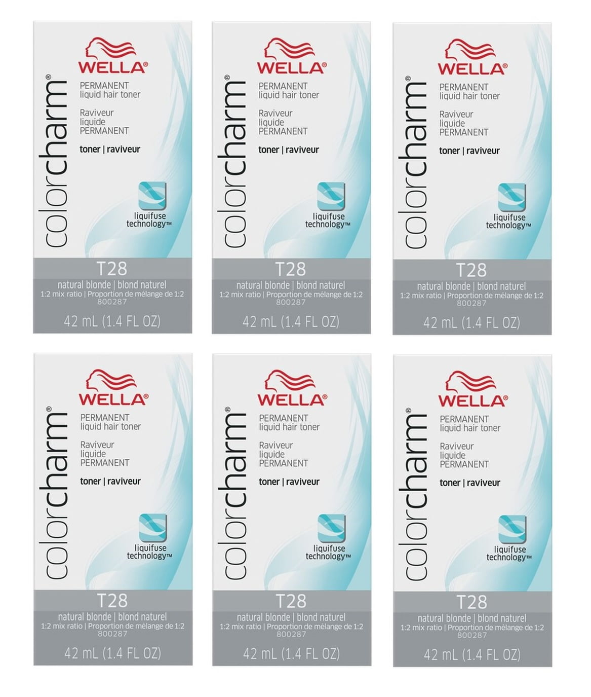 [6 PACK] Wella Color Charm Permanent Liquid Hair Toner [T28 NATURAL ...