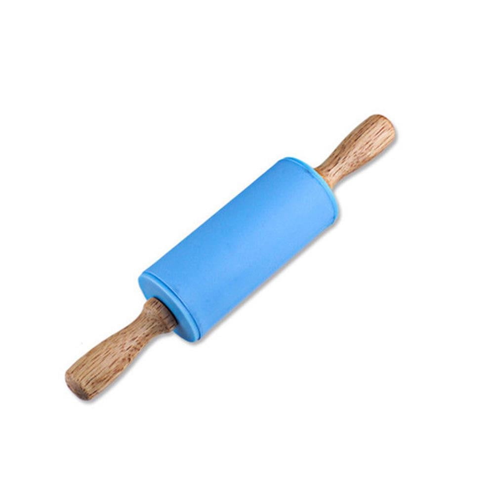 lulshou Home & kitchen,Wooden Handle Silicone Rollers Rolling Pin Kid ...