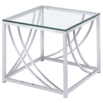 Lille Square Glass Top Side End Table Chrome - Walmart.com