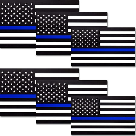 Thin Blue Line Flag Decal 3 x 5 inch, 3.6 x 6 inch, 4.8 x 8 inch Black ...