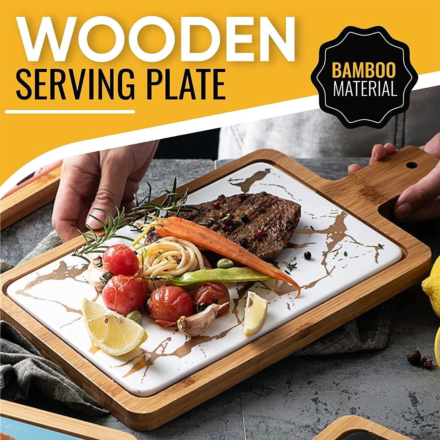 Wooden Brown Steak Plate by Chefs Unique - Serving Platter - Walmart.com