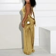 Byworldtasic No Boundaries Halterneck Sleeveless Jumpsuit Ladies Liquid Metallic Rompers Womens ...