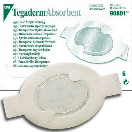 3M Tegaderm Clear Absorbent Acrylic Dressing Medium ''4.4 X 5 with 2.4 ...