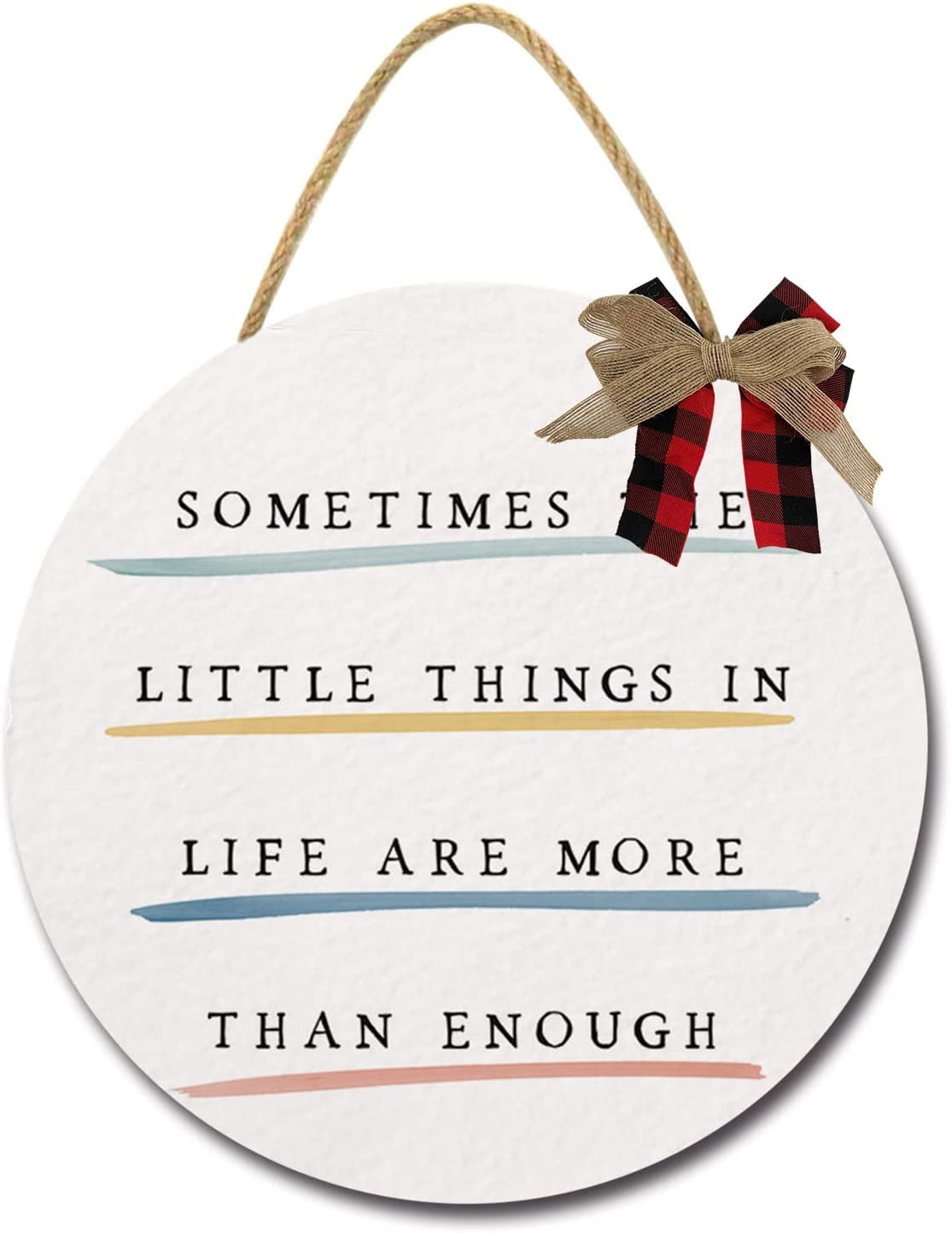 Eveokoki 12" Round Wood Little Things Sign Front Door Decoration for ...