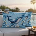 2 Pack Outdoor Waterproof Throw Pillow Covers,Retro Blue Whales Corals ...
