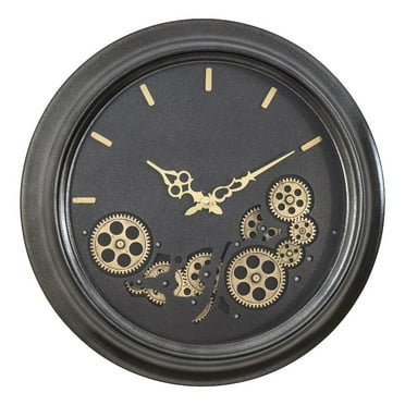 Yosemite Home Decor Gilded Round Modern Metal Gear Clock in Gold ...