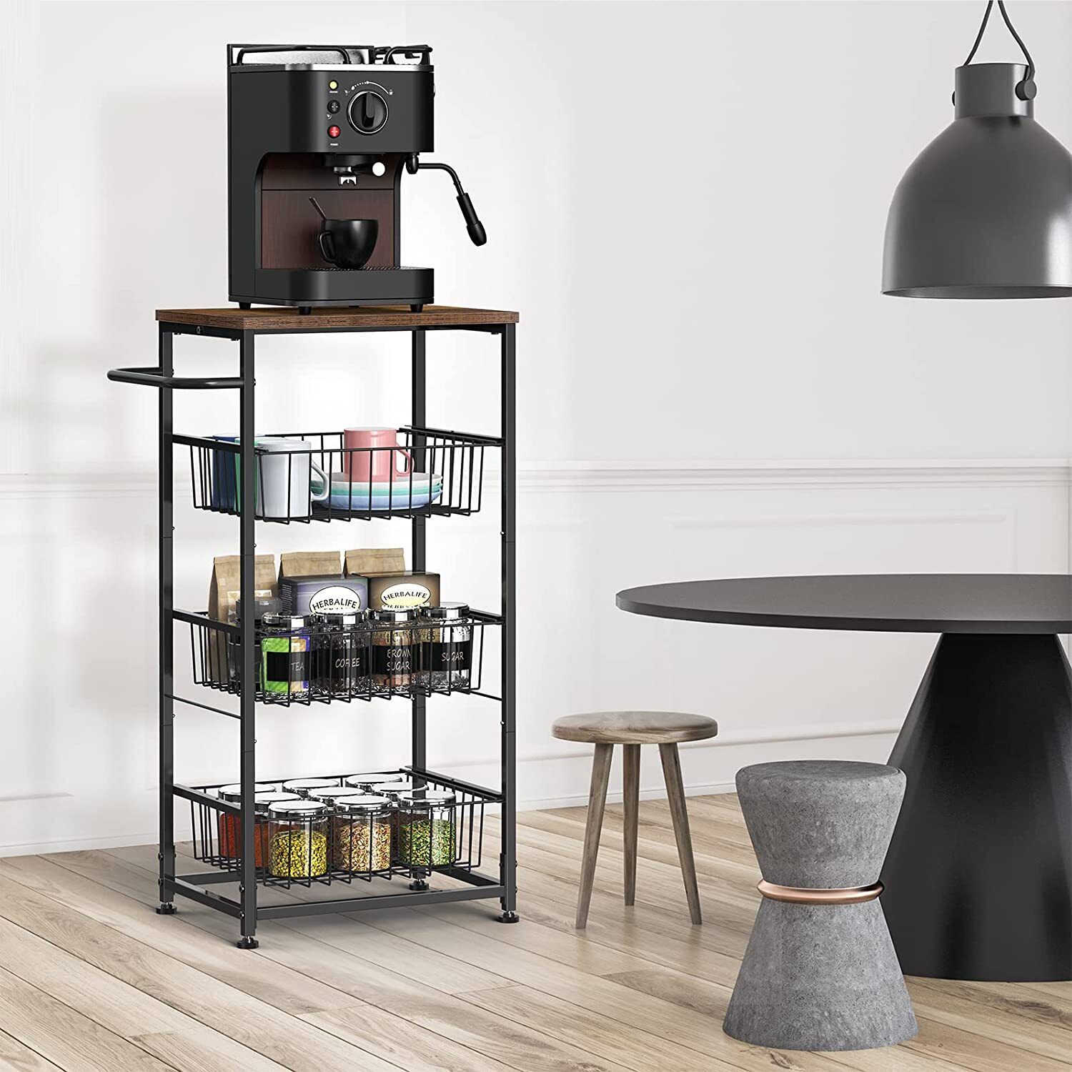 4 Tier Storage Shelf Rolling Utility Cart On Wheels Mobile Shelving For ...