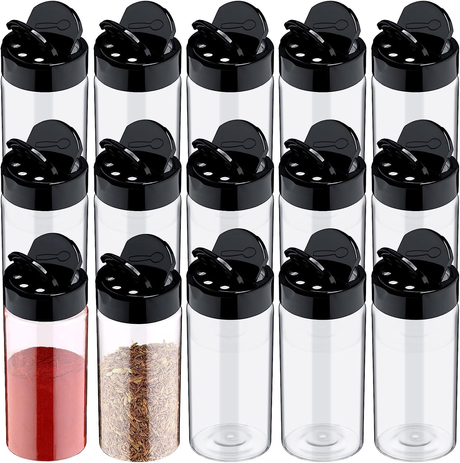 40 Pack Plastic Spice Jar with Shaker Seasoning Containers 3.5 oz ...