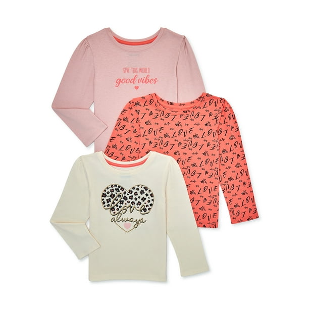 365 Kids from Garanimals Girls Long Sleeve Graphic and Printed Tee, 3 ...
