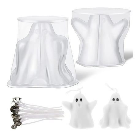 HEIBIN Ghost Silicone Mold Set of 2 20 Wax Cores Silicone Ghost Candle ...